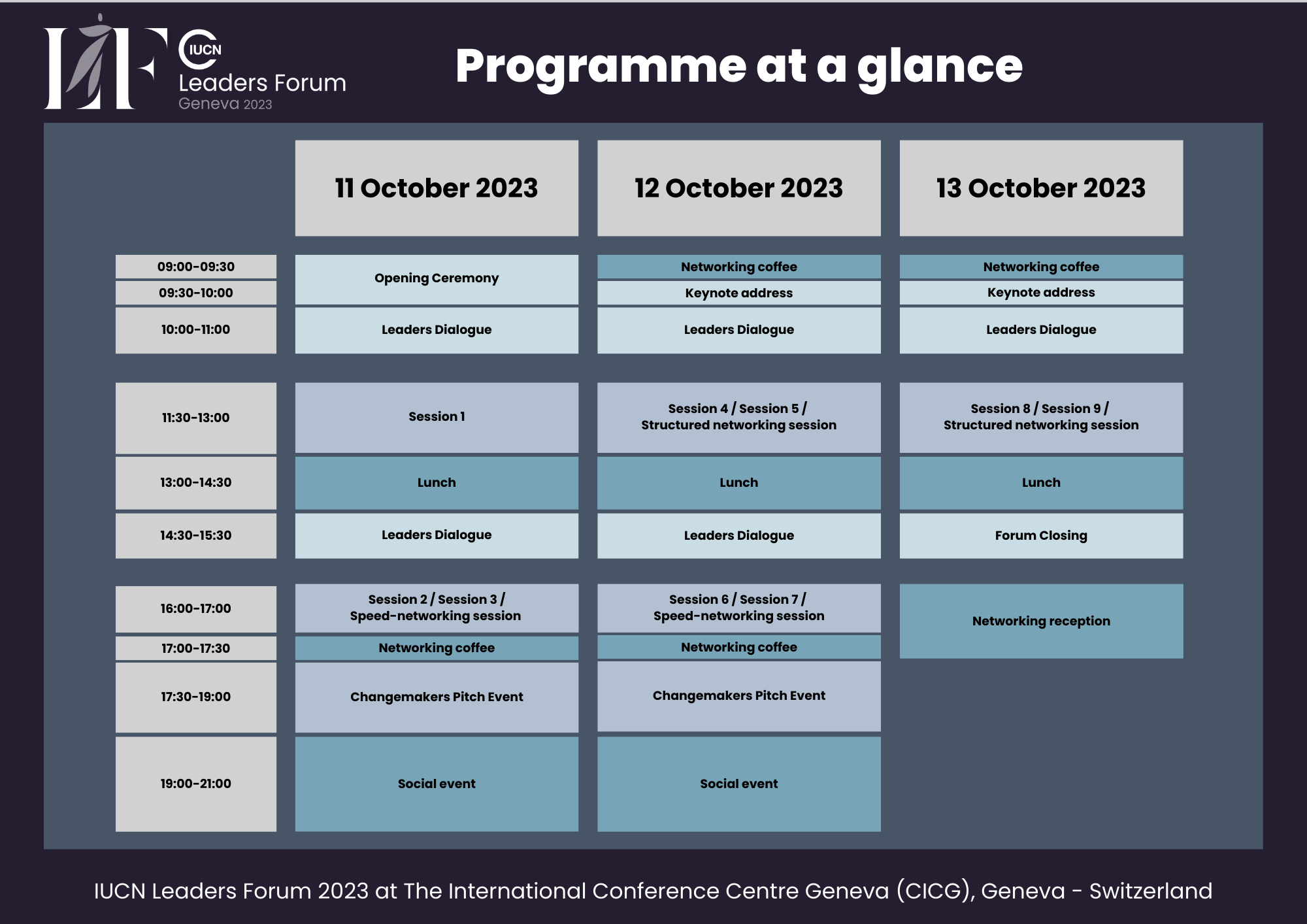 Programme At A Glance Iucn Leaders Forum 2024